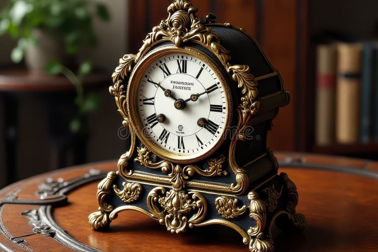 Exquisite Ornamental Table Clock Stock Illustration - Illustration of ...