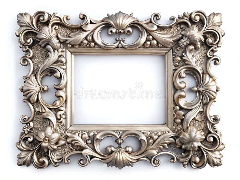 Exquisite Ornate Silver Floral Scrollwork Frame a Vintage Design Element for Luxury Decor Stock ...