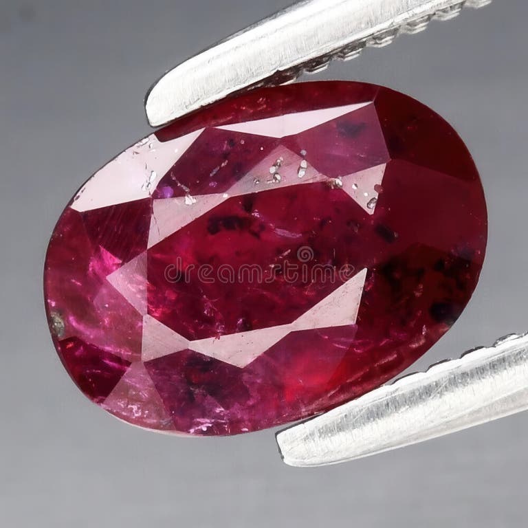 Exquisite Oval Cut Ruby Gemstone Displayed in Precision Jewelry Pliers ...