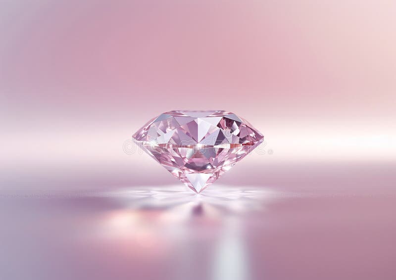 Exquisite Pink Diamond on Soft Pink Background with Gentle Lighting ...