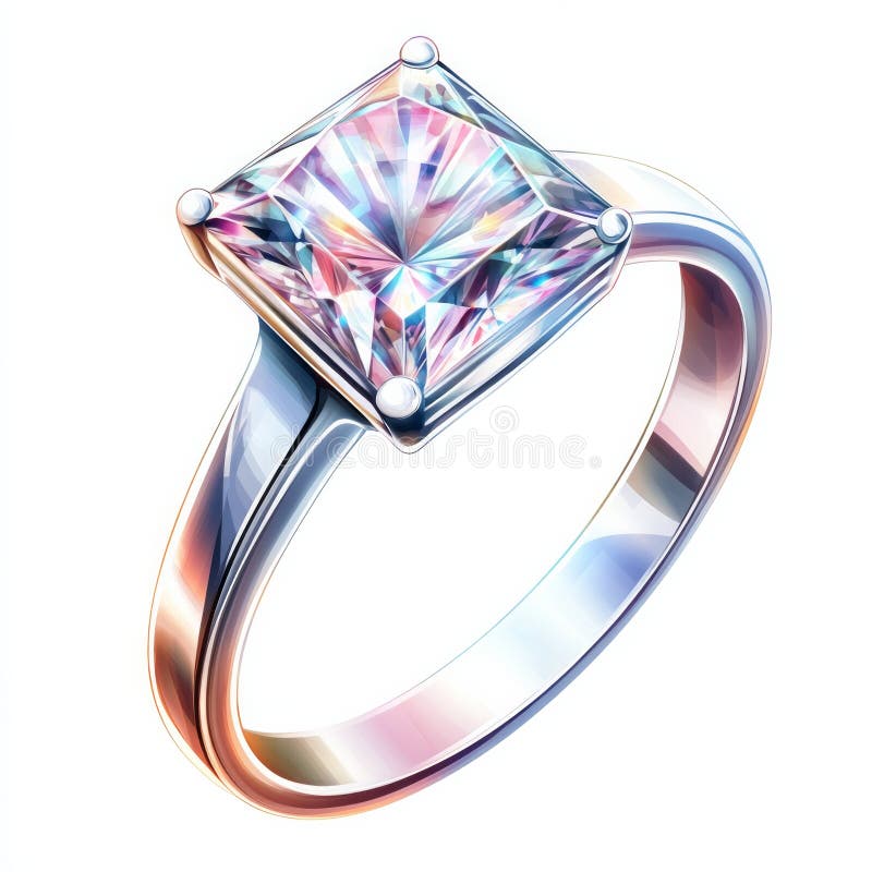 Exquisite Princess Cut Diamond Engagement Ring in Rose Gold Setting ...