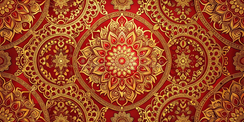 Exquisite Red and Gold Indian Design Template Opulent Patterns for ...