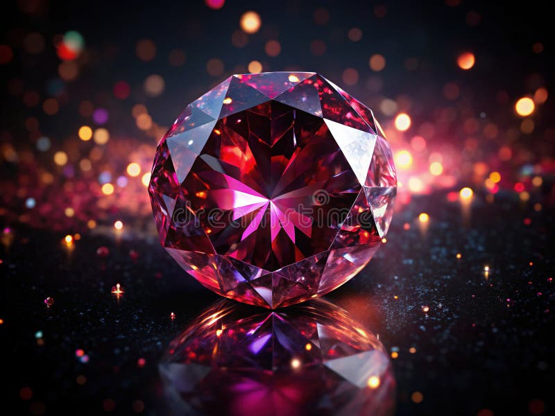 Exquisite Rotating Dark Ruby Diamond with Vibrant Colored Inclusions a ...