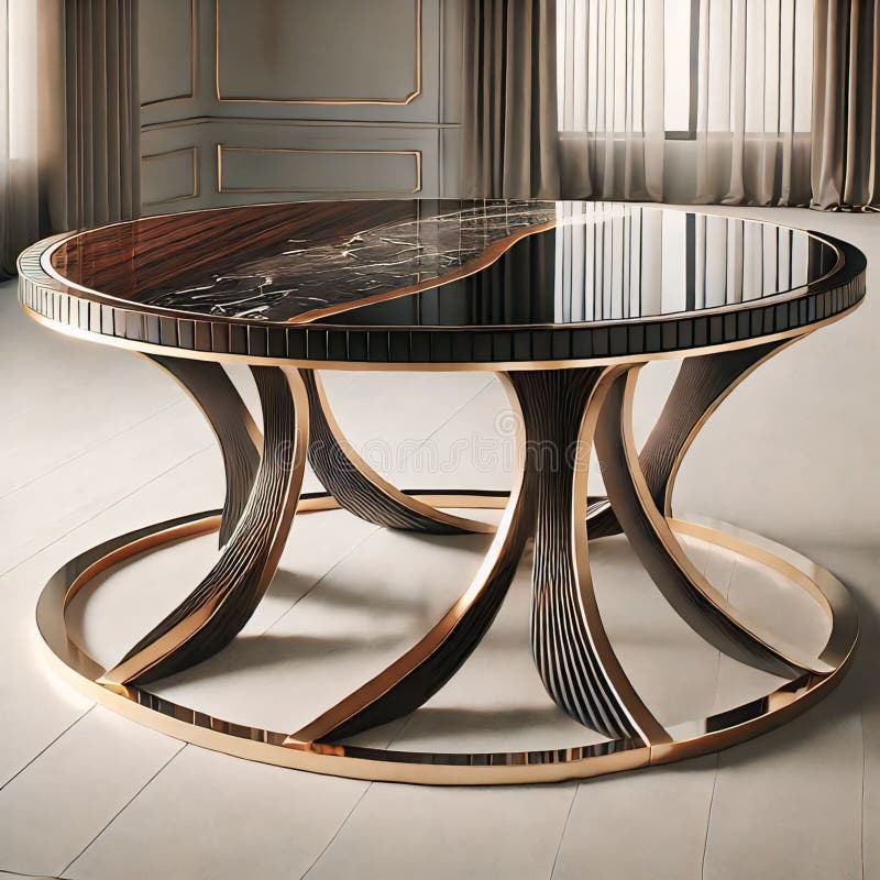 Luxurious Contemporary Round Table with Marble and Metal Design AI ...