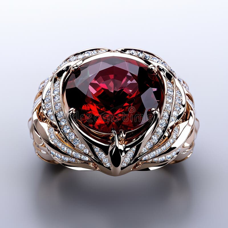 Exquisite Ruby Ring with Intricate Gold and Diamond Craftsmanship ...