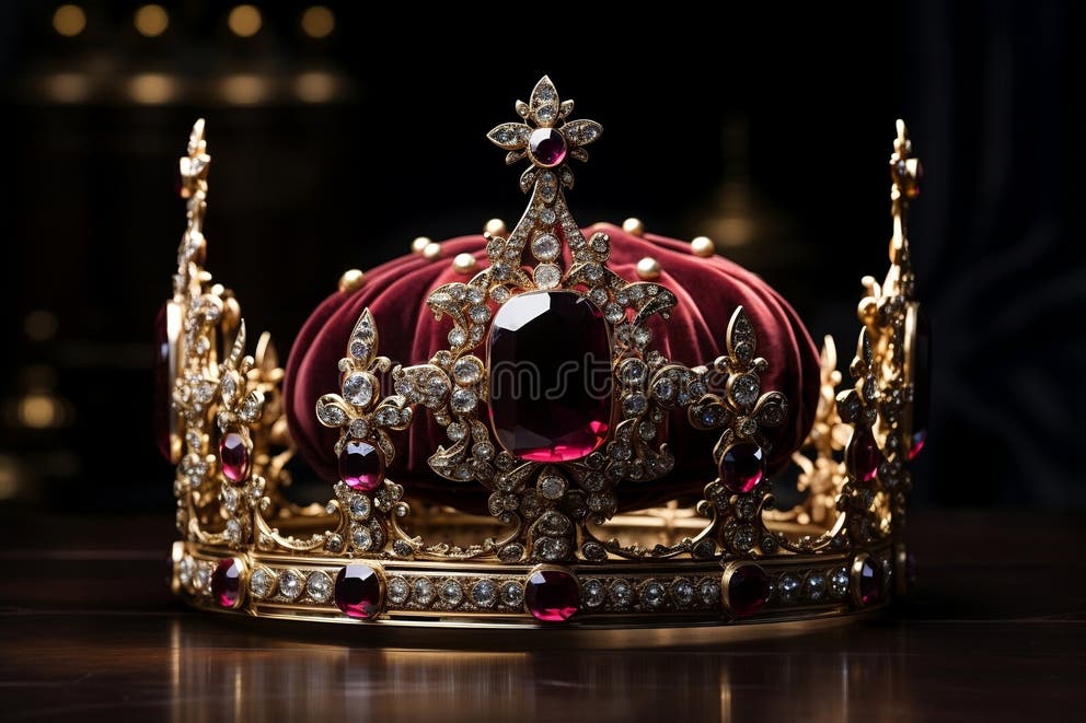 Exquisite Ruby-Studded Gold Crown. AI Stock Illustration - Illustration ...