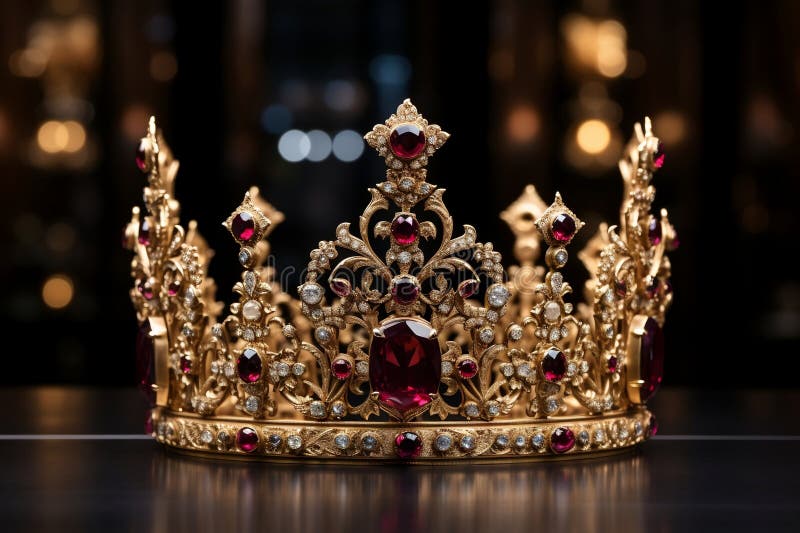 Exquisite Ruby-Studded Gold Crown. AI Stock Illustration - Illustration ...