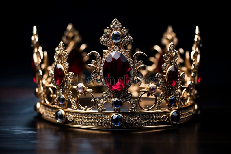 Exquisite Ruby-Studded Gold Crown. AI Stock Illustration - Illustration ...