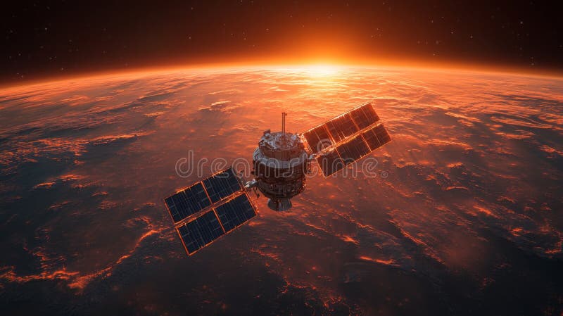 Exquisite Satellite Observation during Sunset Over a Vibrant Planet ...