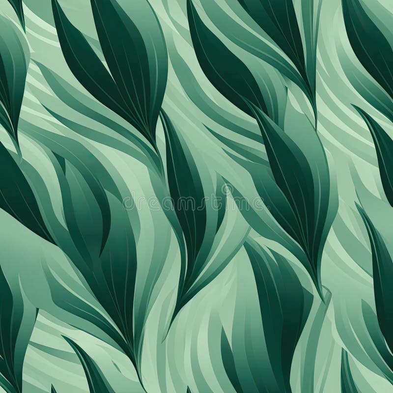 Exquisite Seamless Pattern of Wavy Green Leaves (tiled Stock ...
