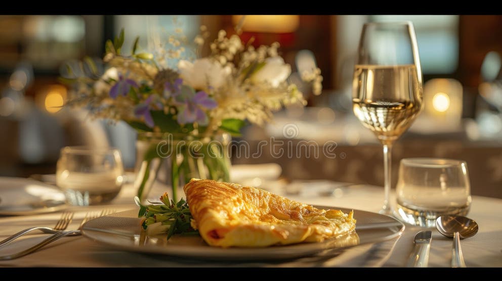 Exquisite Serving of Omelette for Breakfast in a Luxury Restaurant. the ...