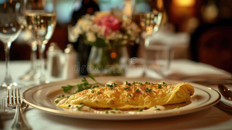 Exquisite Serving of Omelette for Breakfast in a Luxury Restaurant. the ...