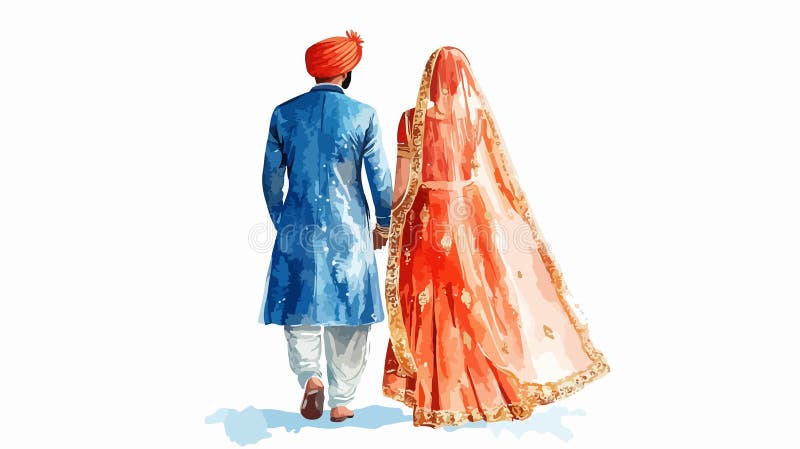 Exquisite Sikh Wedding Couple Watercolor Clipart for Elegant Designs ...