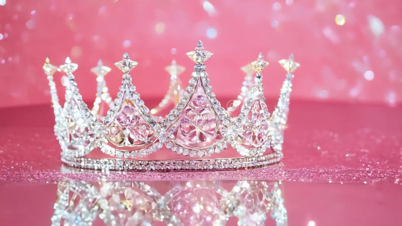 Elegant Silver Crown Showcased on Sparkling Pink Backdrop with ...