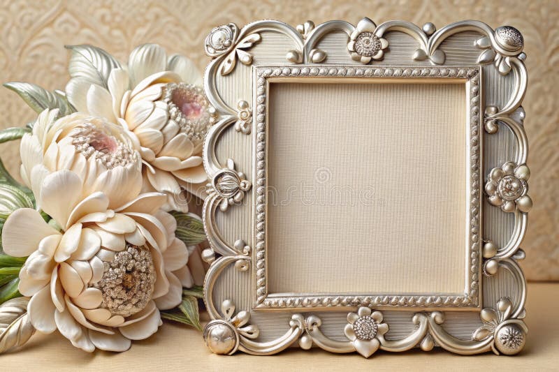 Exquisite Silver Peony Frame with Subtle Engravings a Delicate Art Deco ...