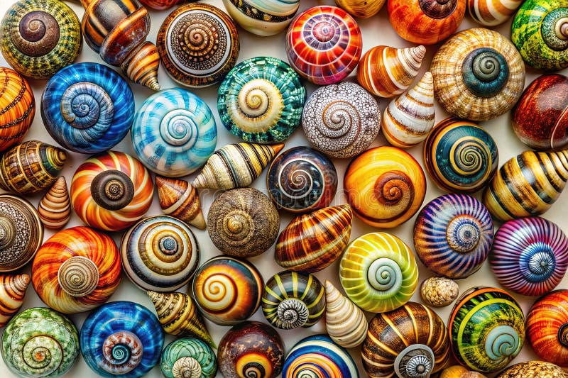 Exquisite Snail Shell Collection a Vibrant Assortment of Natural ...