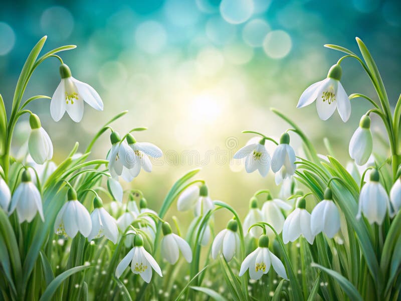 Elegant Snowdrop Flower Frame Border a Negative Space Design Element ...