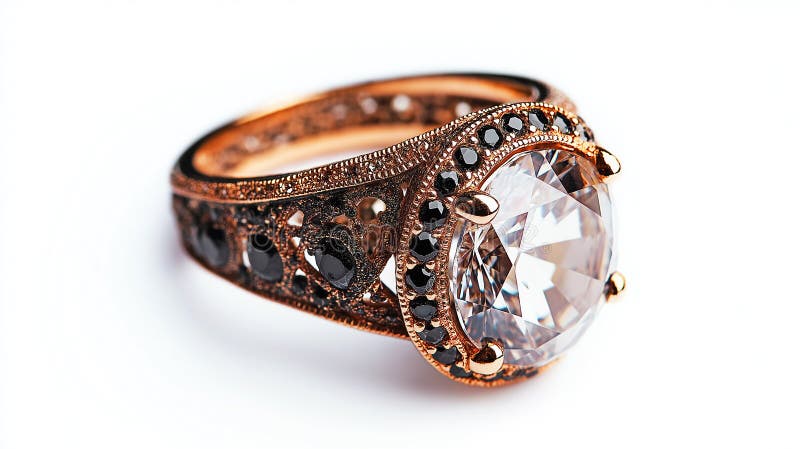 Exquisite Solitaire Diamond Ring on a Pristine White Background Stock ...