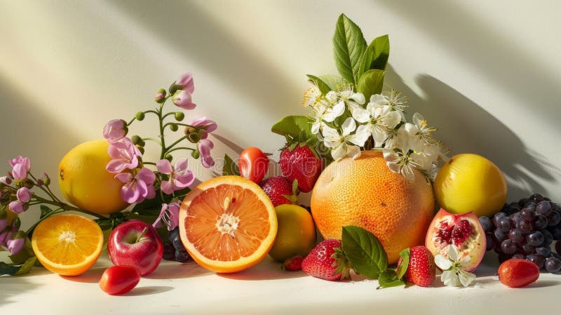 Exquisite Spring Fruit Composition Crafted with a Clear Area for Your ...