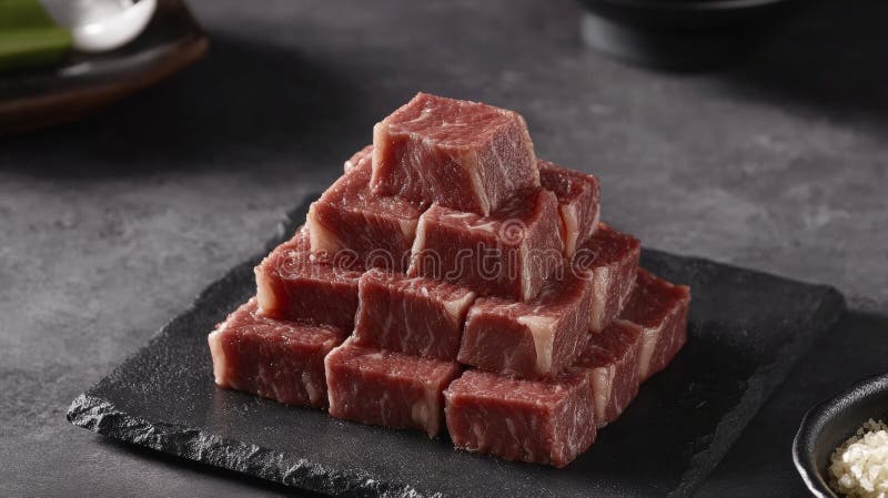 Exquisite Steak Cube Pyramid a Gourmet Culinary Presentation for ...