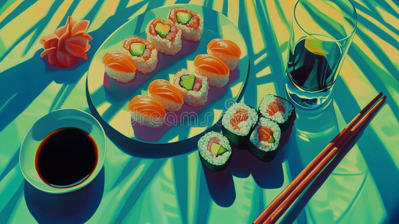 Exquisite Sushi Platter: Vibrant Colors and Artistic Cuisine Stock ...