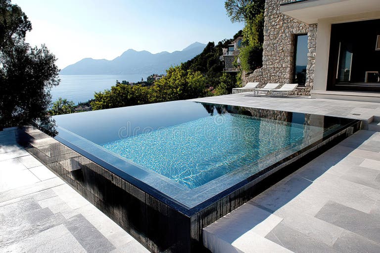 An Exquisite Swimming Pool with a Transparent Coating. Stock Image ...
