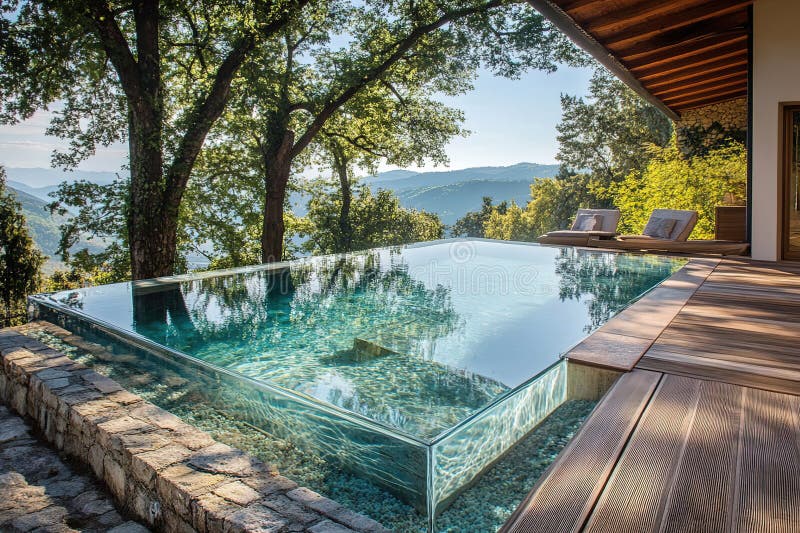 An Exquisite Swimming Pool with a Transparent Coating. Stock Image ...
