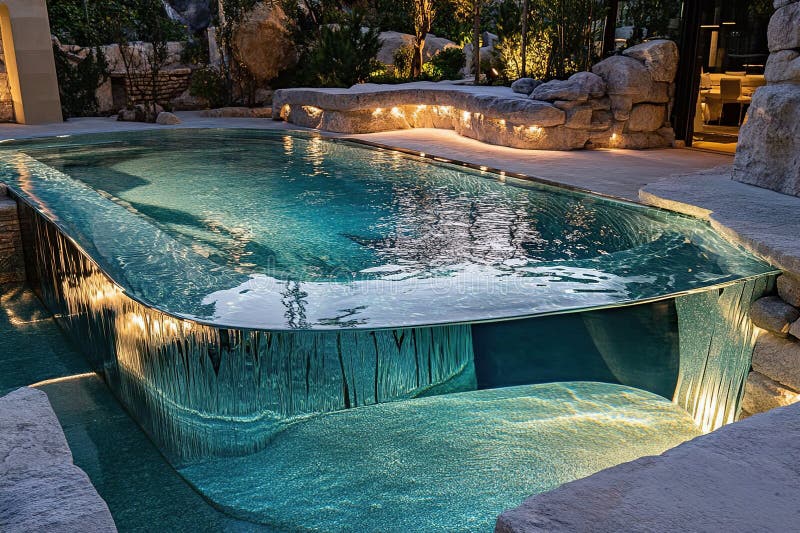 An Exquisite Swimming Pool with a Transparent Coating. Stock Image ...