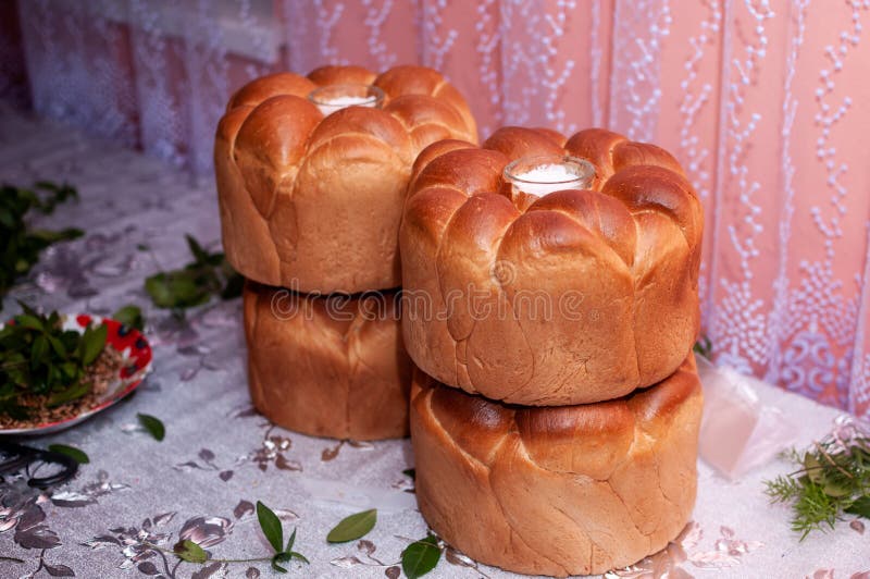 Exquisite Traditional Bread Display with Decorative Touches Stock Photo ...