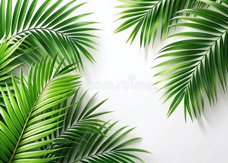 Exquisite Tropical Palm Leaf Border Frame on a Pristine White ...