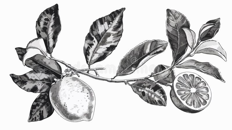 Exquisite Vintage Botanical Illustration of Lemon Branches for Creative ...