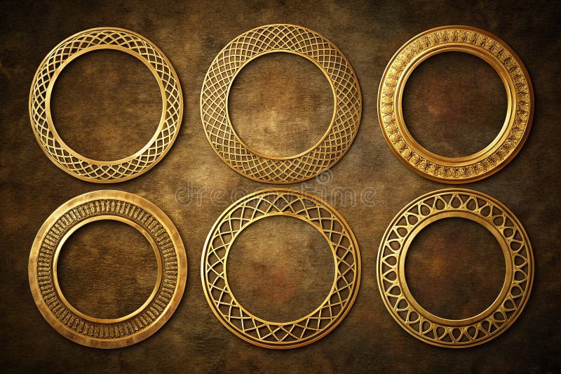 Exquisite Vintage Gold Circle Frame a HandDrawn Grunge Geometric Border ...