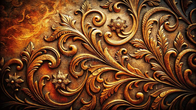 Exquisite Vintage Scroll Engraving Pattern a Detailed Macro View on a ...