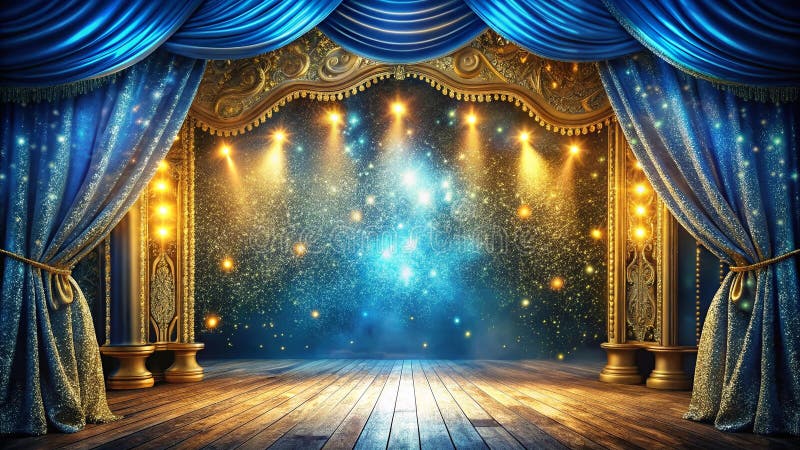 Exquisite Vintage Stage Design a Sparkling Blue and Gold Backdrop for a ...