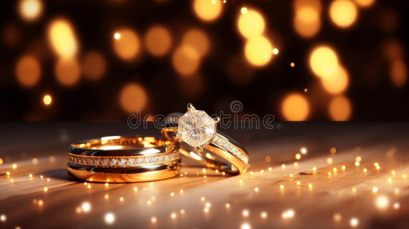 Exquisite Wedding Rings on Radiant Backdrop with Ample Space for ...