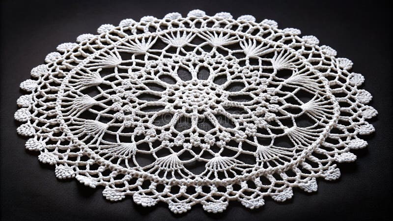Exquisite White Lace Doily on a Striking Black Background HighQuality ...