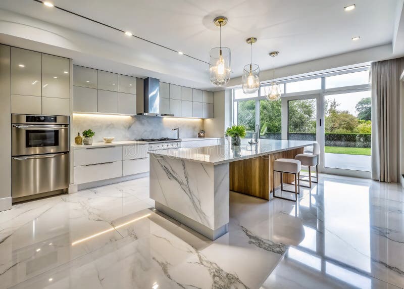 Exquisite White Marble Kitchen Flooring a Luxurious Modern Design for a ...