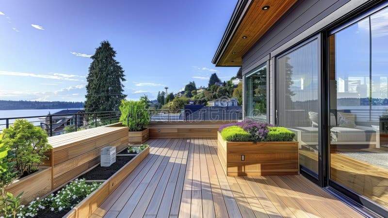 An Exquisitely Designed Master Deck Outfitted with Cedar Bench and ...