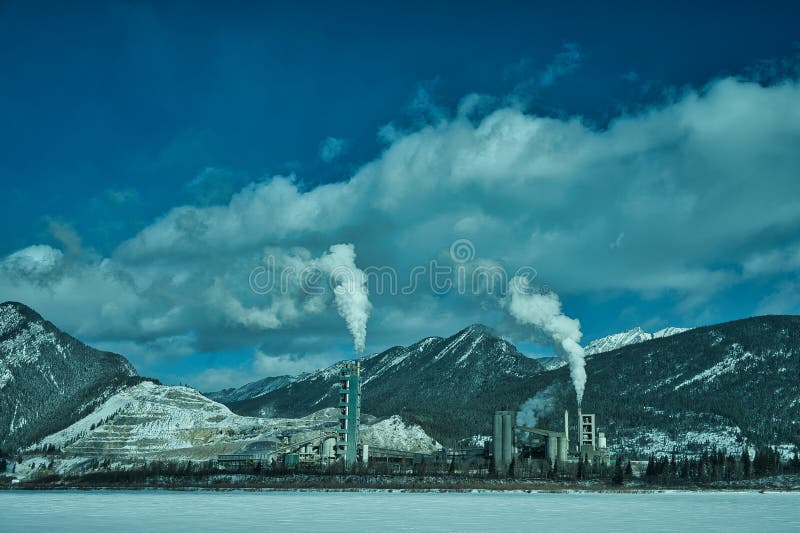 Exshaw Cement Plant on the Trans Canada Highway from Calgary To Banff ...