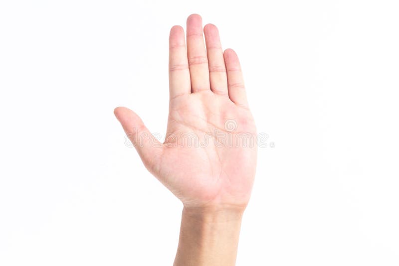 One Hand In Front Of A White Background Makes An Upward Gesture Stock ...