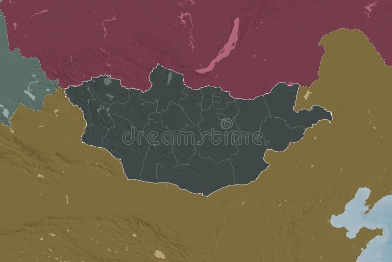 Mongolia borders. Relief stock illustration. Illustration of ...