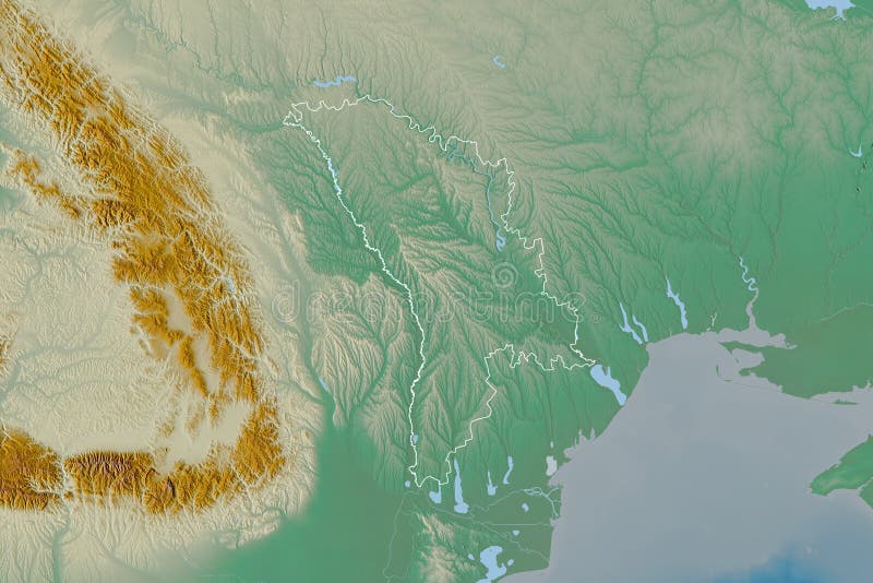 Moldova outlined. Relief stock illustration. Illustration of moldova ...