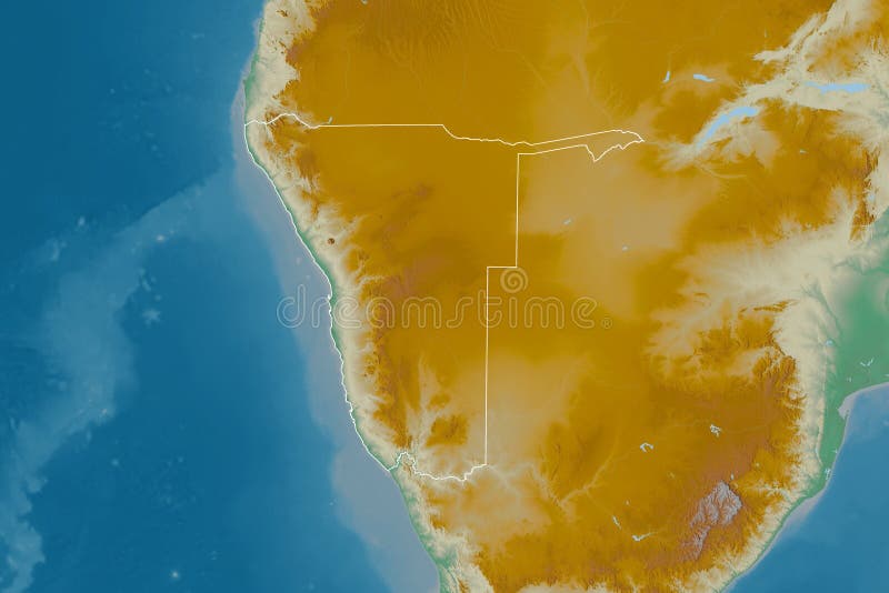 Namibia outlined. Relief stock illustration. Illustration of windhoek ...