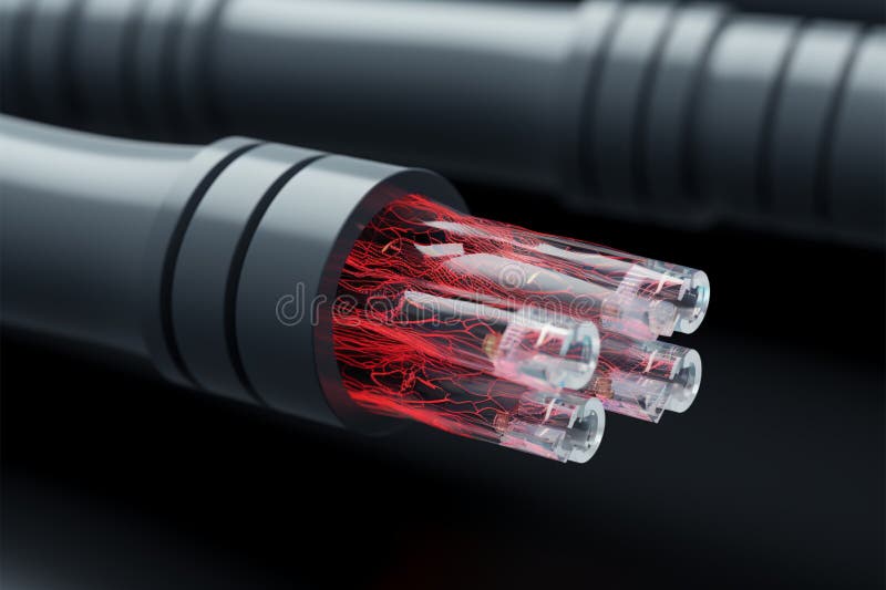 Extended Core Cable Product Depicted in 3D Rendering with Lightning ...