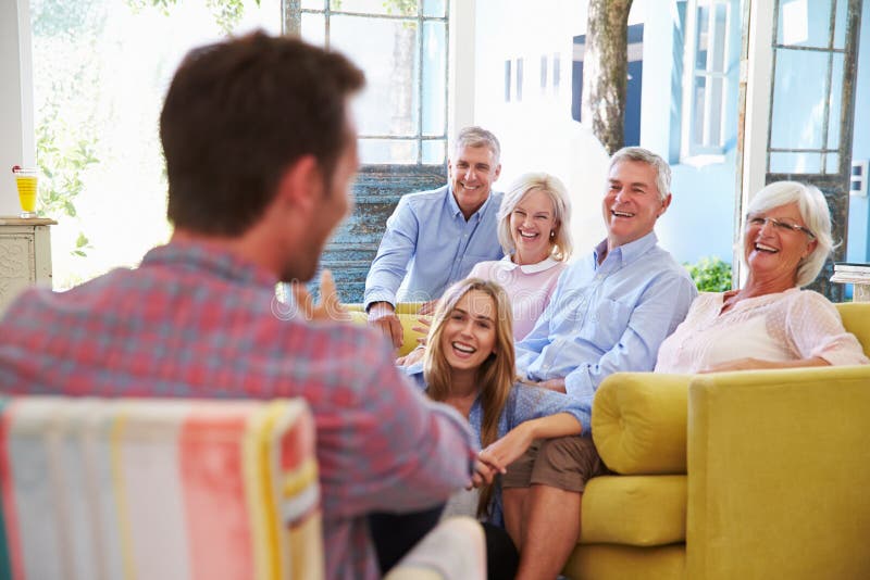 Extended Family Group at Home Relaxing in Lounge Stock Photo - Image of ...