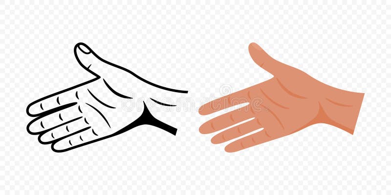 Extended Hand in Flat Style and Outline Hand Symbolizing Help. Vector ...