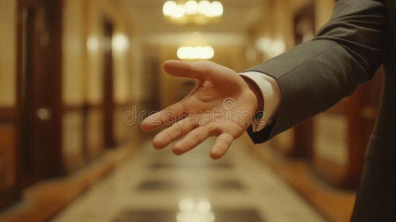 Extended Hand Reaching in a Hotel Corridor Stock Illustration ...