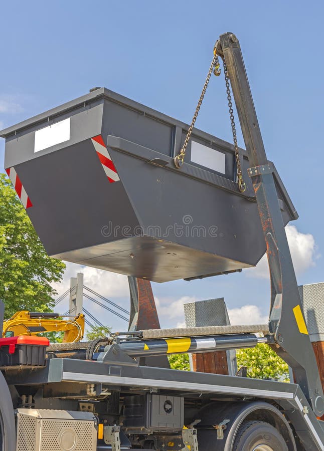 Skip Loader Truck stock photo. Image of truck, chains - 365790766