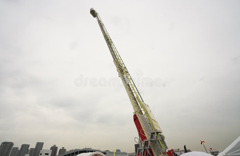 Extended Ladder of Fire Engine or Hook-and-ladder Truck Stock Image ...