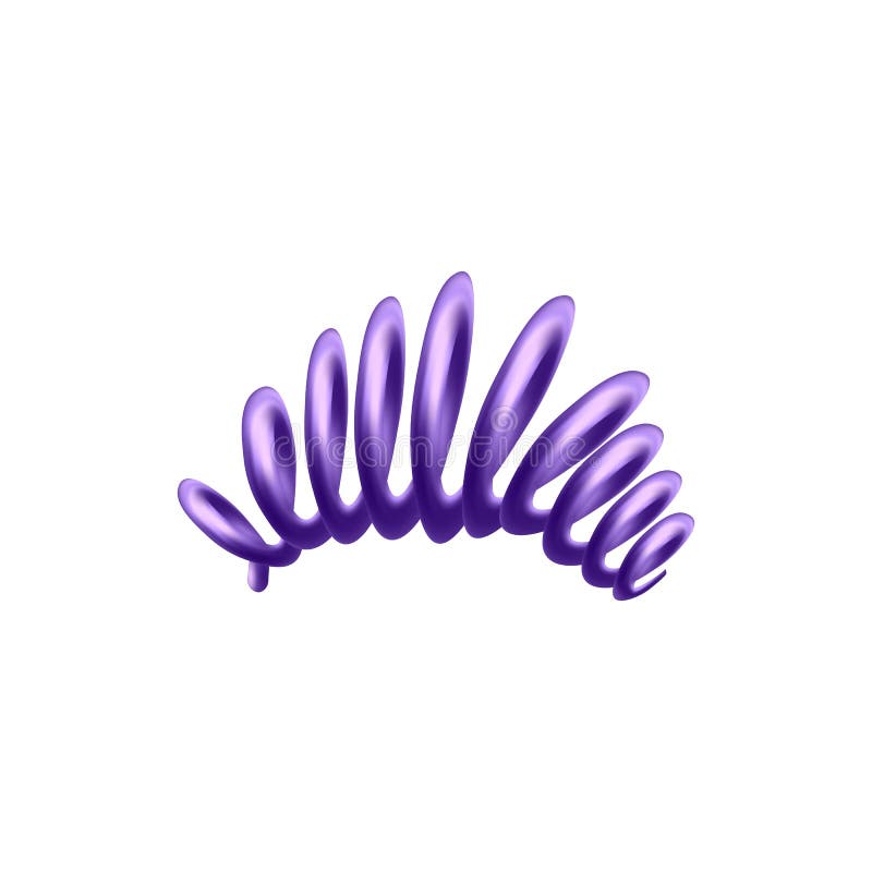 Extended Plastic or Rubber Spring 3D Vector Object. Purple Rubber ...